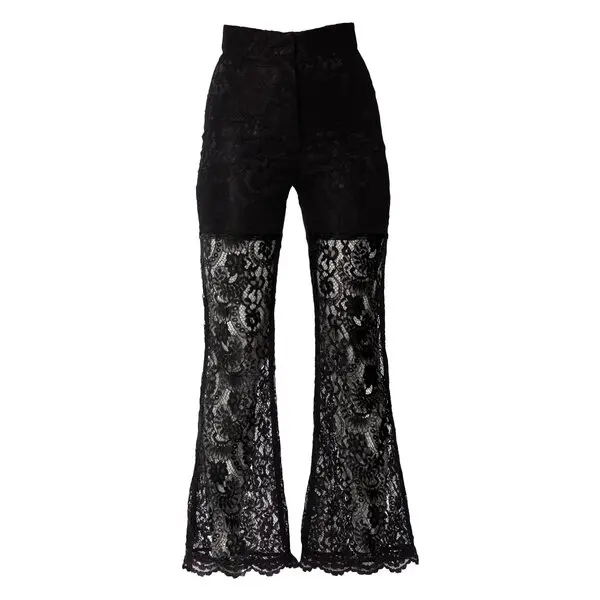 MAISON BOGOMIL High Waisted Lace Bell Bottom Pants - Black