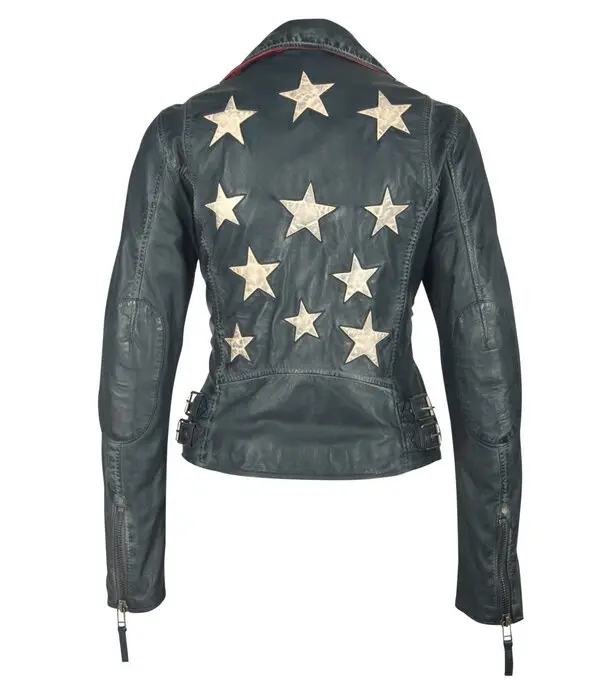 Mauritius Star Lambskin Leather Jacket Christy Navy - Blue