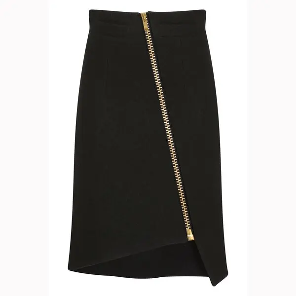 F.J.K BY FARAH KADHIMI Kim The High Sculpted Waist Skirt With Asymmetric Front - Black