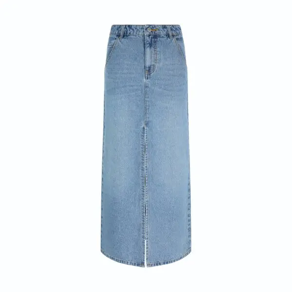 SOUR FIGS Split Maxi Denim Skirt - Blue