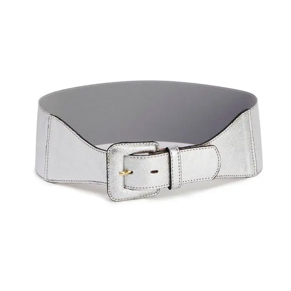 JUAN-JO Wide Belt Leather & Elastic Band - Silver