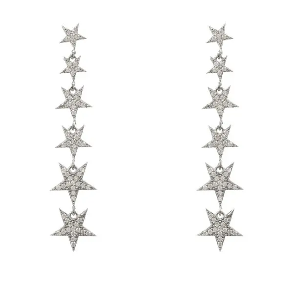 LATELITA Graduated Star Drop Earring Sterling - Silver