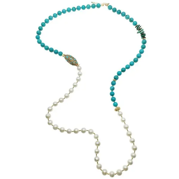 FARRA Turquoise & Baroque Multi-way Necklace