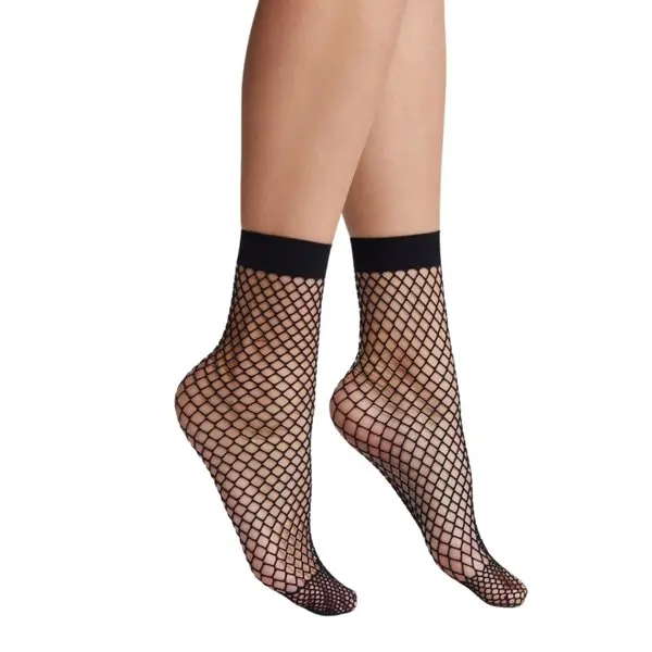 HIGH HEEL JUNGLE BY KATHRYN EISMAN Catch Em Fishnet Socks - Black