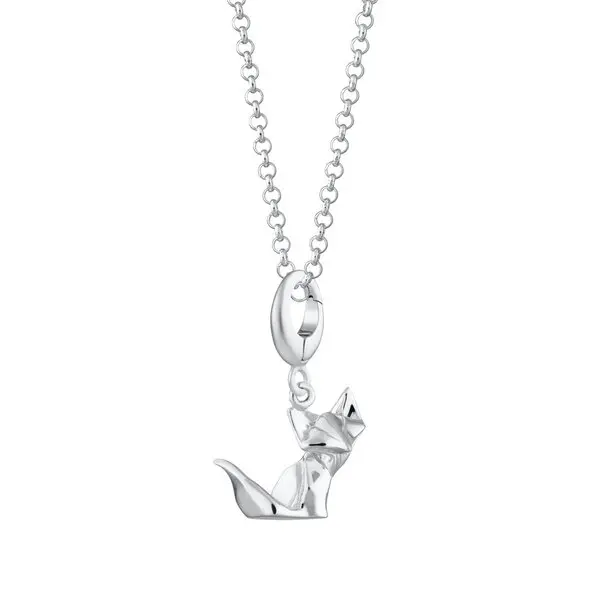 LILY CHARMED Sterling Origami Fox Charm Necklace - Silver