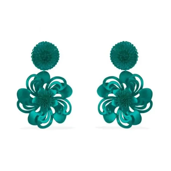 Pat’s Jewelry Pompom Flower Earrings - Green