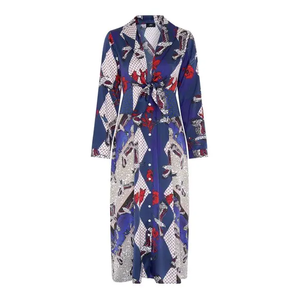 JESSICA RUSSELL FLINT Tie Front Midi Dress Eagle Fields - Blue