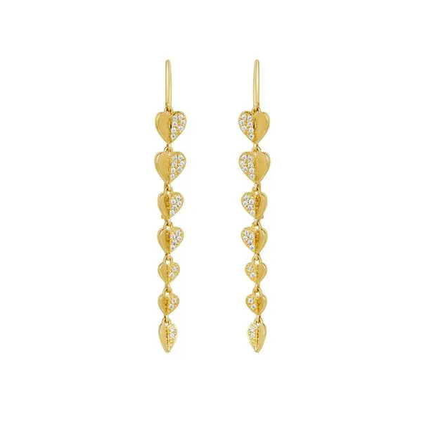 DINNY HALL Folded Heart Lab-created Diamond Column Drops - Gold