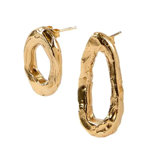 DE ROMS Molten Irregular Hoops Opposites Attract Earrings Vermeil - Gold