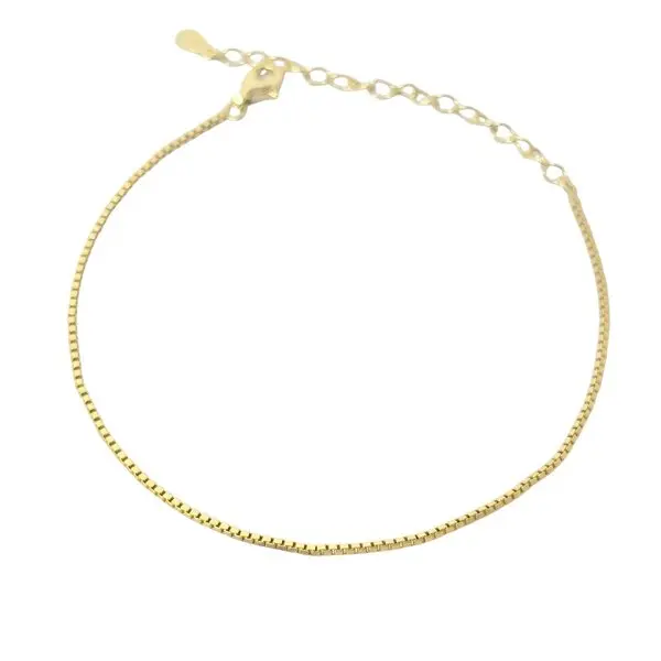 HARFI Plated Everyday Minimalist Box Chain Bracelet - Gold
