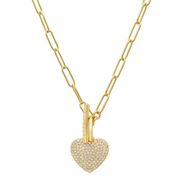 KYLIE HARPER Paperclip Toggle Heart Diamond Necklace - Gold