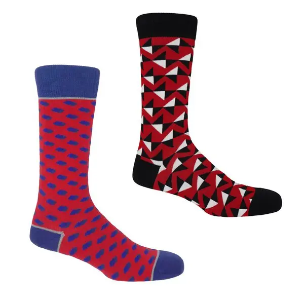 PEPER HAROW - MADE IN ENGLAND Triangle & Disruption Scarlet Socks Bundle - Red