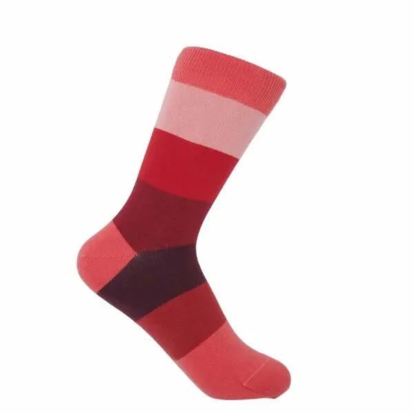 PEPER HAROW - MADE IN ENGLAND Block Stripe ’s Socks – Fire - Red