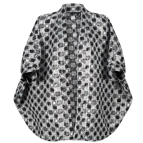 LIONESS BY TF Black / Silver Black Squared Short Kimono Jacket - Black/silver