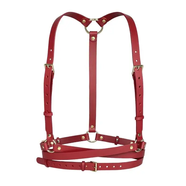 HAUTE CUIR Double Belt Leather Harness - Red