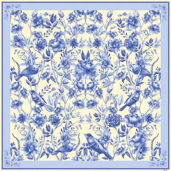 RALUFINEART Silk Scarf The Magic Tree Tale - Blue