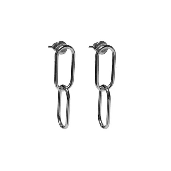 FV JEWELLERY Steel Me Paperclip Chain Earrings - Silver