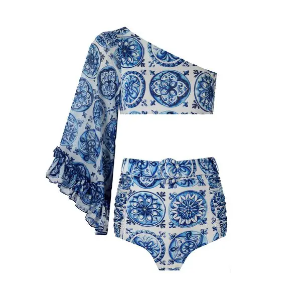 NUR KARAATA Kelly Bleu Blanc Bikini Set