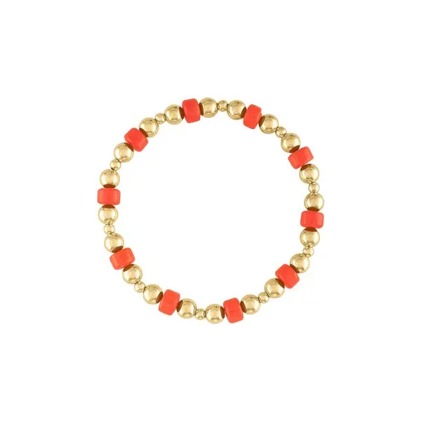 OLIVIA LE Flora Coral Heishi Bracelet - Orange