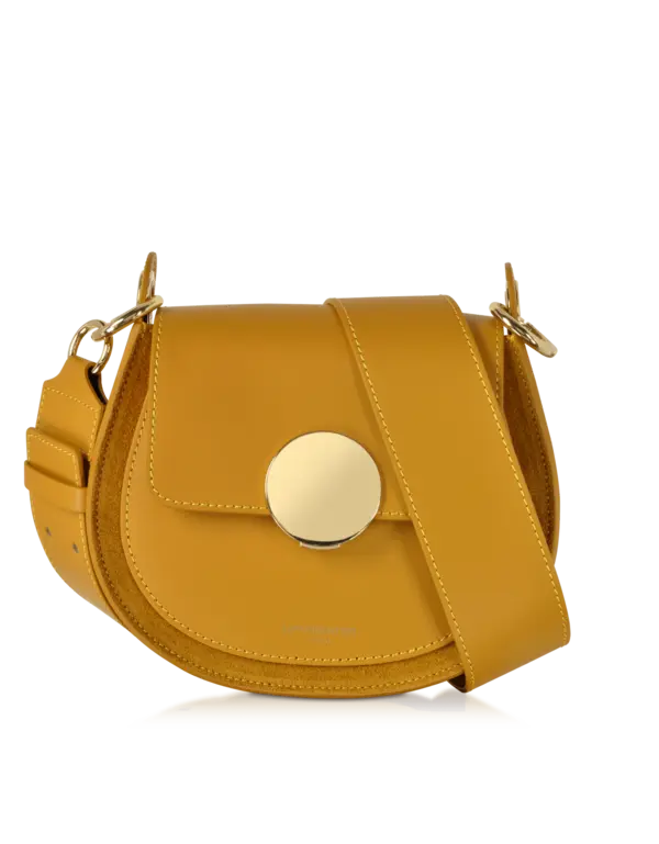 LE PARMENTIER Yucca Suede & Leather Shoulder Bag Mustard - Yellow