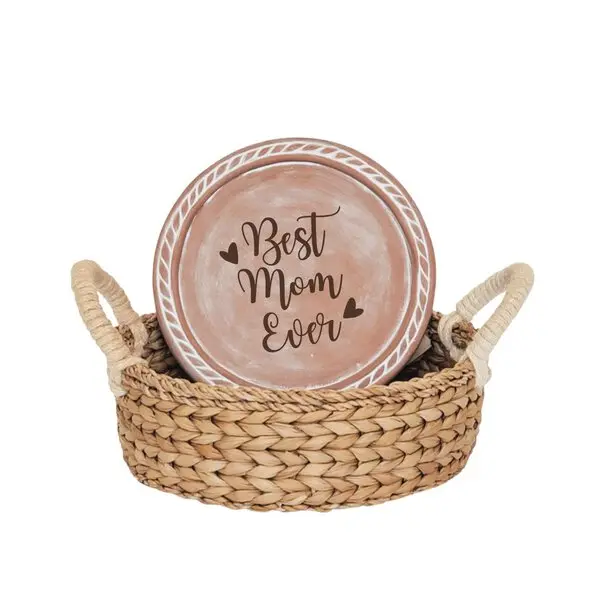 KORISSA Bread Warmer & Wicker Basket Mom Round - Brown