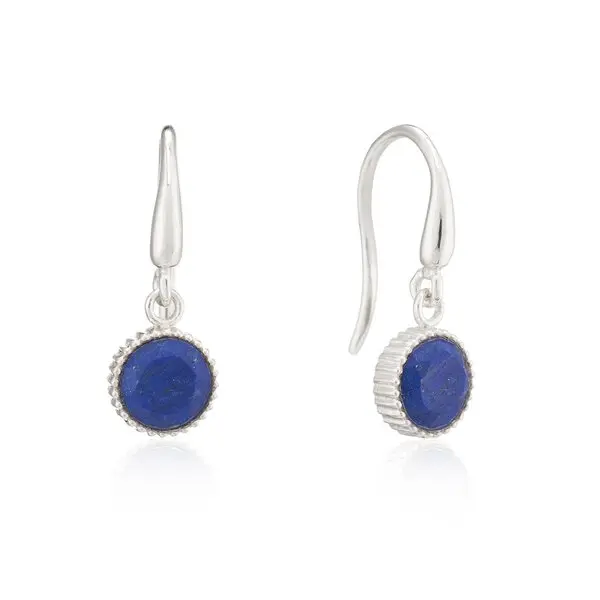 AUREE JEWELLERY Barcelona Silver September Lapis Lazuli Birthstone Hook Earrings - Blue