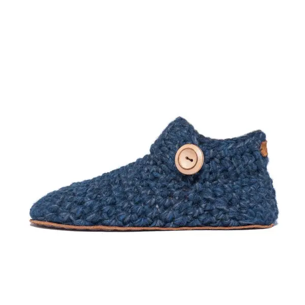 KINGDOM OF WOW Comfortable Ankle Boot Wool Slippers For & In Midnight - Blue