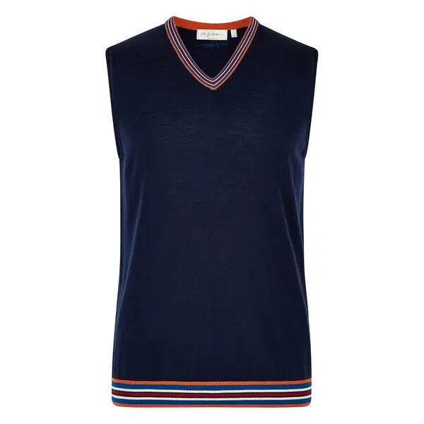 MG RIVERS Navy Extrafine Merino Tank Top - Blue