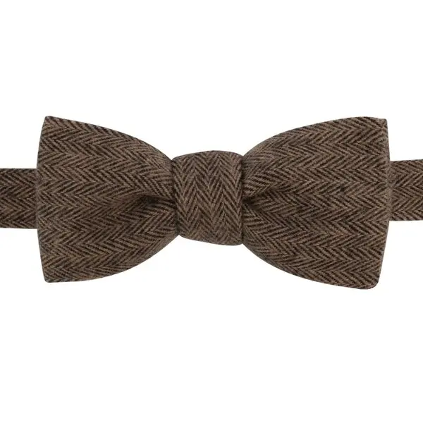 LE COLONEL Bronze Herringbone Bow Tie - Brown