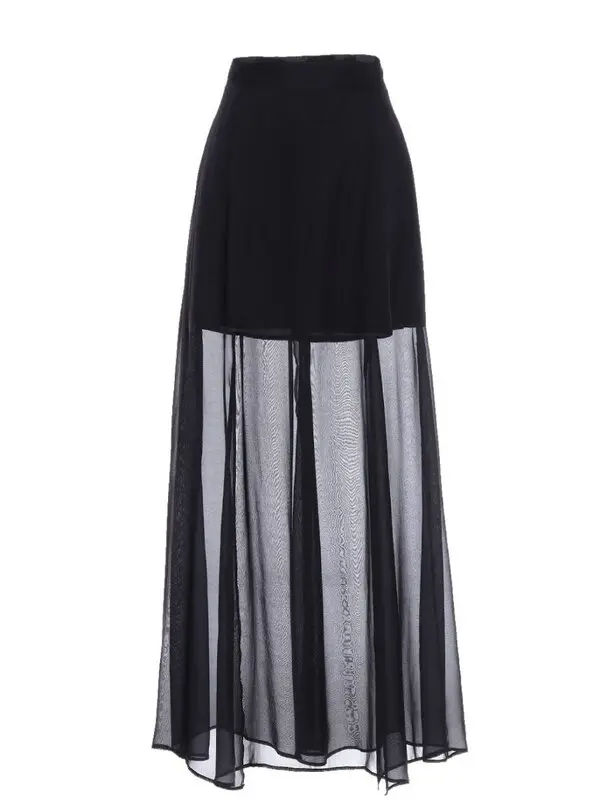 HELENE GALWAS Anastasia Chiffon Silk Maxi Skirt - Black