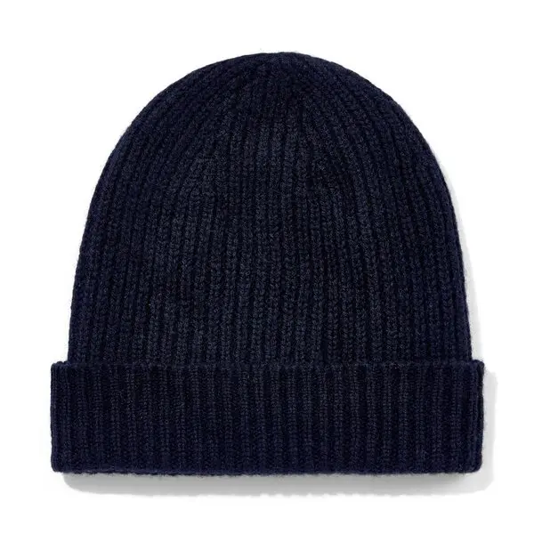 PAUL JAMES KNITWEAR 100% Cashmere Ribbed Beanie Hat - Black