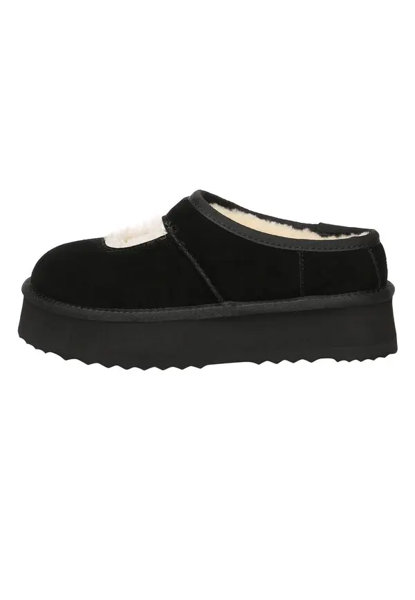 EVERAU AUSTRALIA Plumed Ankle Platform Slippers - Black