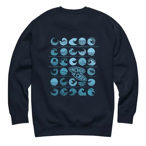 ANCHOR & CREW Navy Surf N Waves Passenger Organic Cotton Sweatshirt - Blue