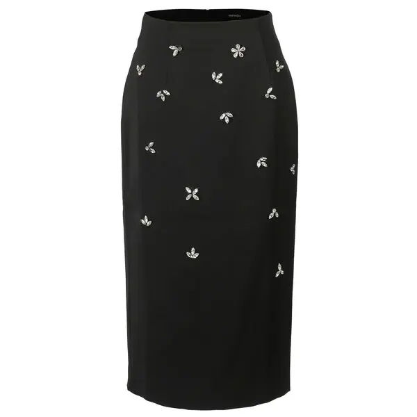 SMART AND JOY Embroidered Pencil Skirt - Black
