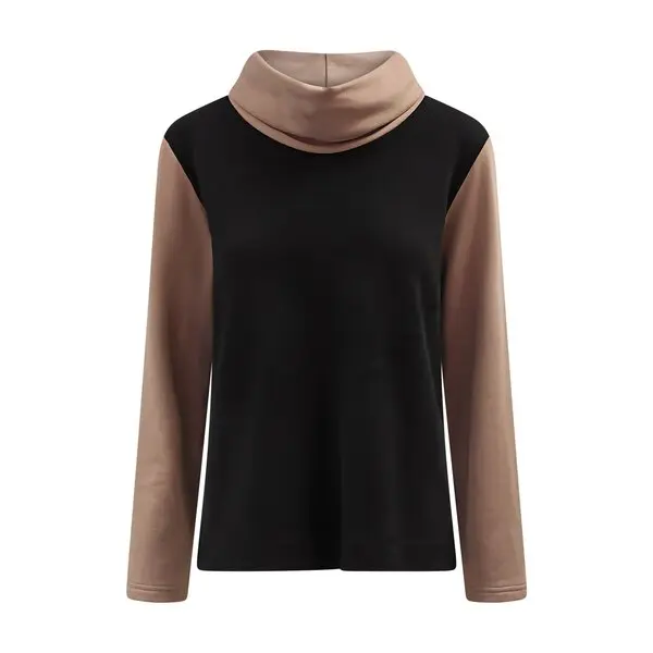 Haris Cotton Color Block Turtleneck Blouse - Black
