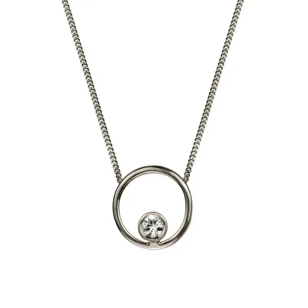 LEE RENEE Halo Necklace White Sapphire - Silver