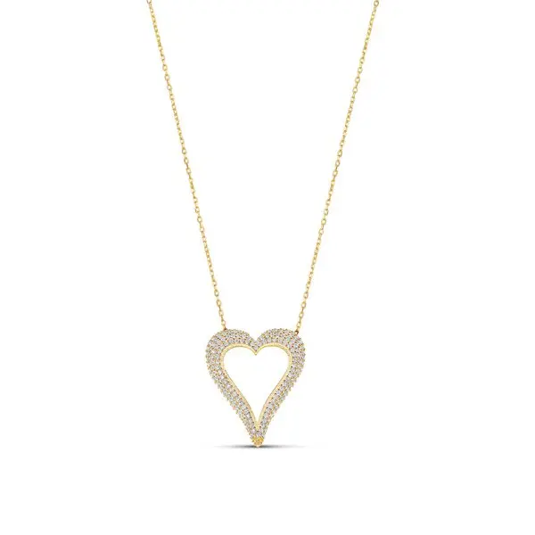 SHYMI Pave Cutout Wide Heart Necklace - Gold