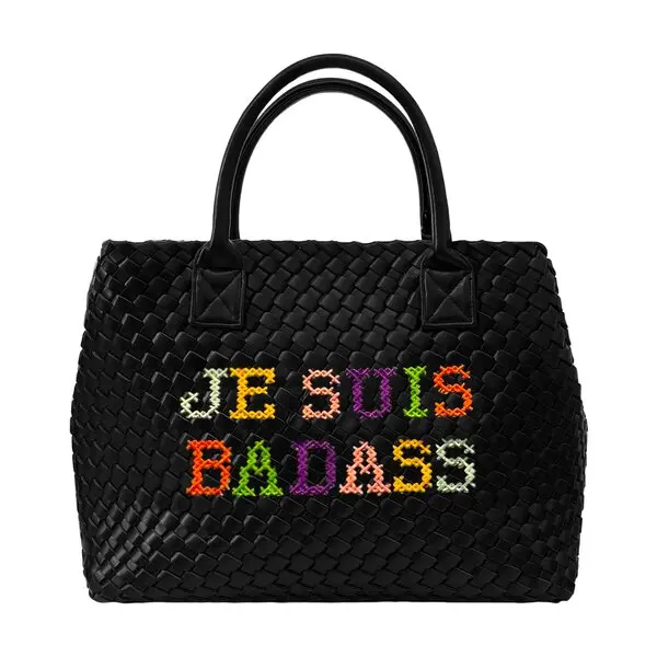 LILLY LOVES Je Suis Badass Vegan Embroidered Bag - Black