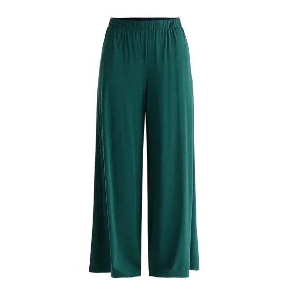 PAISIE Wide Leg Lyocell Jersey Trousers - Green