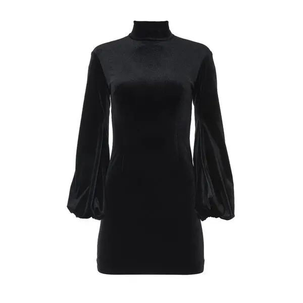 LITA COUTURE Mini Velvet Dress - Black