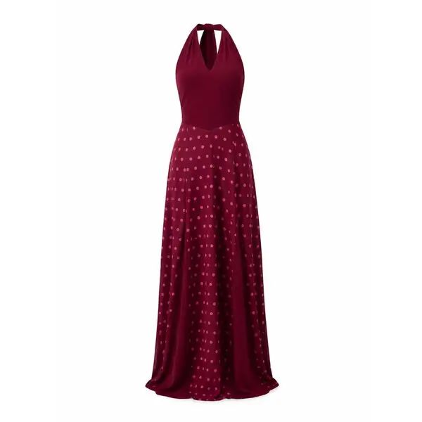 Mind Traveler Kala Burgundy Polka Dot Dress - Red