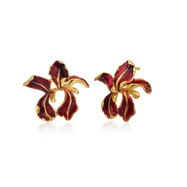 MILOU JEWELRY Fleur De Lis Earrings - Red
