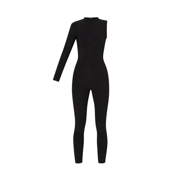 LIA ARAM Asymmetrical Long-sleeved Jumpsuit - Black