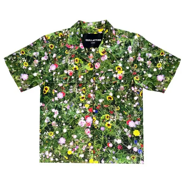 QUILLATTIRE Meadow Floral Print Retro Shirt - Green