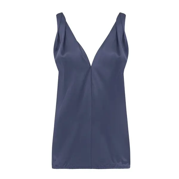THE SUMMER EDIT Lily Silk Twist Strap Camisole Navy - Blue