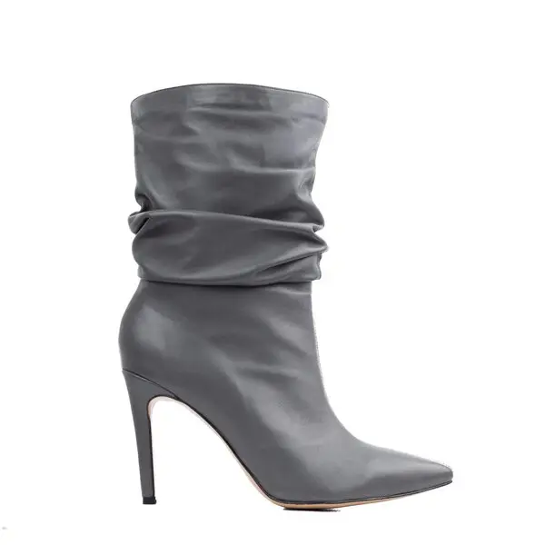 GINISSIMA Gray Leather Eva Boots