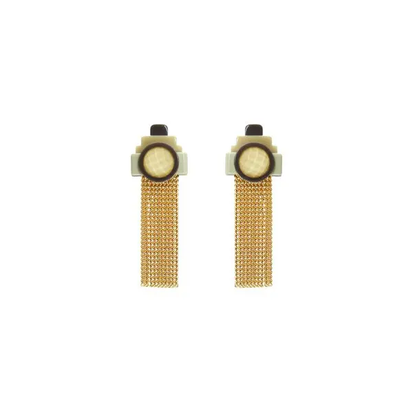 GISSA BICALHO Neutrals Acrylic Handmade Earring Ytu Kahki - Yellow