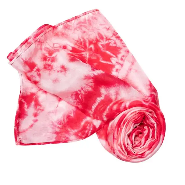 SILK AND BEARS Crimson Bloom Shibori Silk Shawl – Hand-dyed Mulberry Silk Wrap - Red