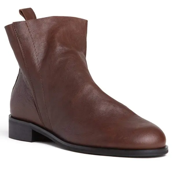 BEAUTIISOLES BY ROBYN SHREIBER Renata Leather Flat Ankle Bootie - Brown