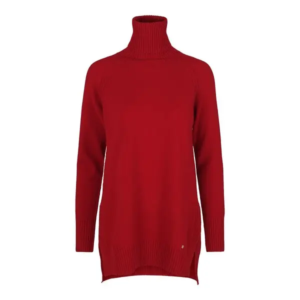TIRILLM Abby A Line Long Turtle Neck Pullover - Red